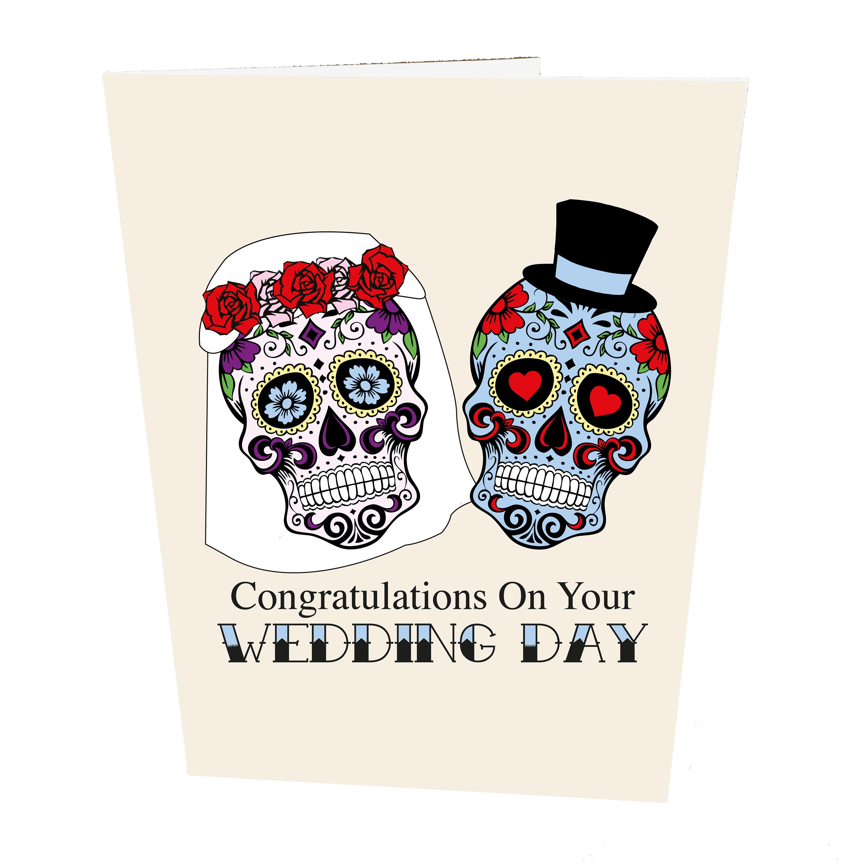 Sugar Skulls Bride and Groom Wedding Card | Etsy