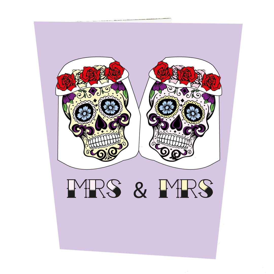 Sugar Skulls Bride and Bride Wedding Card - Etsy