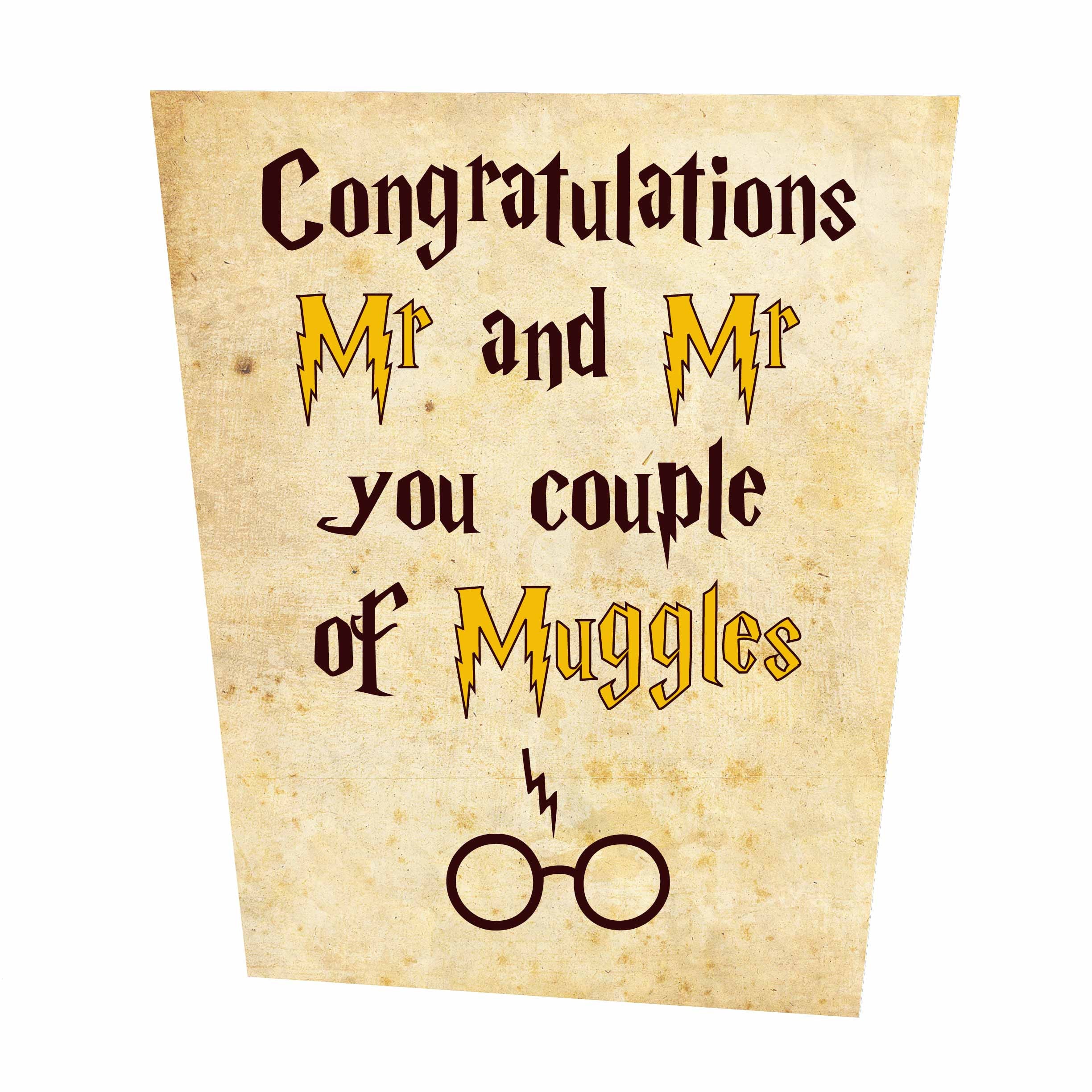Congratulations Mr and Mr You Couple Of Muggles Wedding Card | Etsy