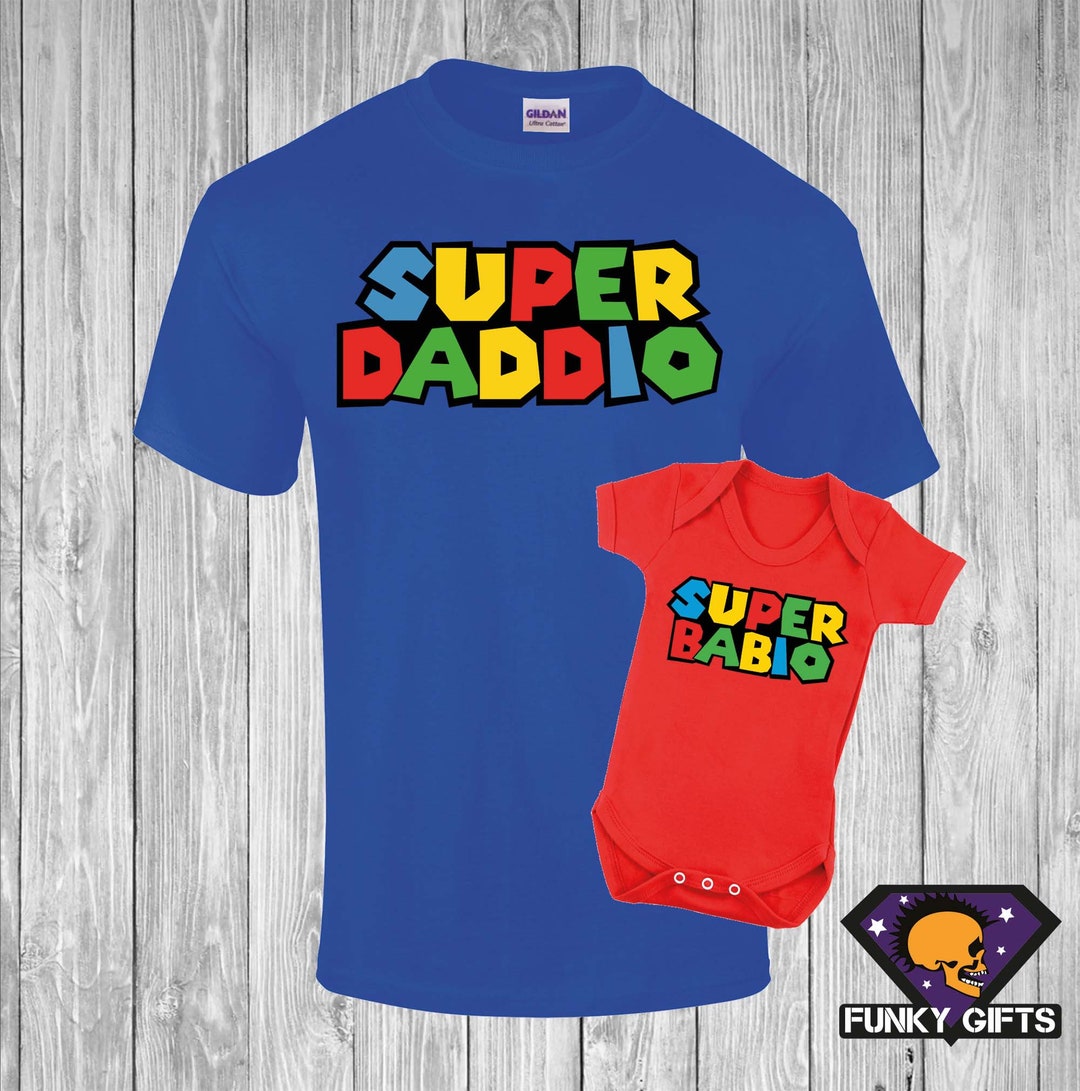 Super Daddio and Super Babio T-shirt & Baby Vest Set - Etsy