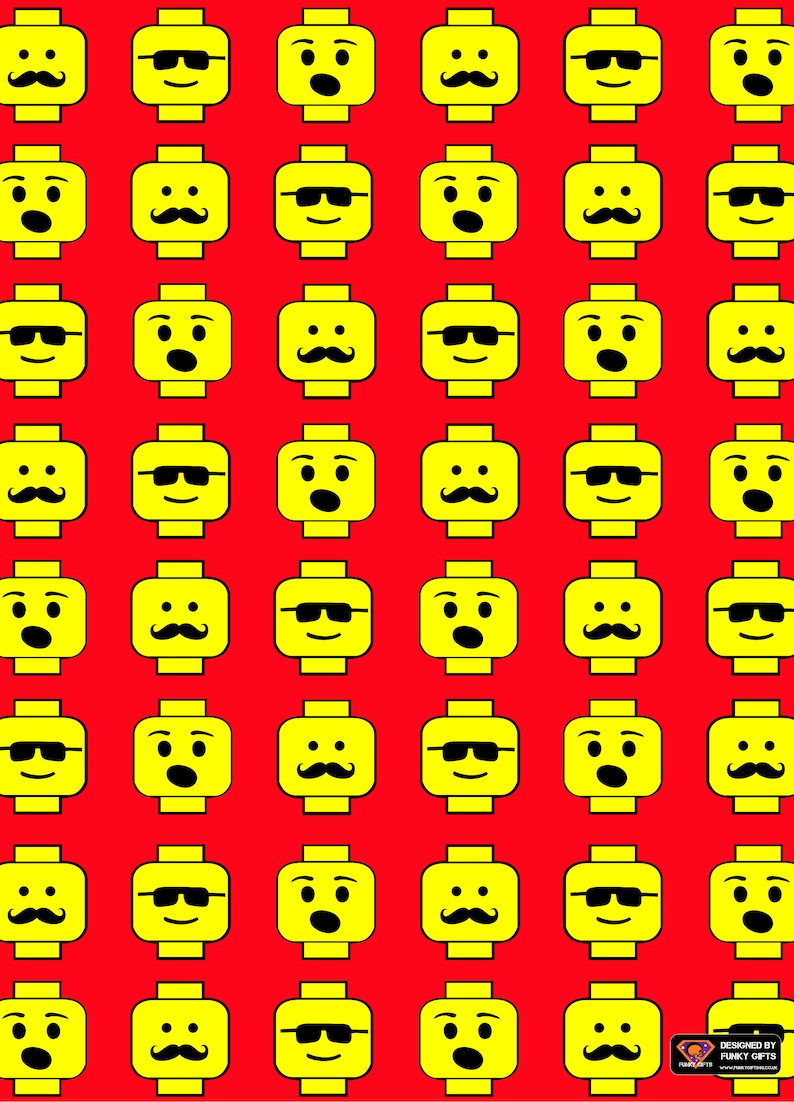 Brick Heads Wrapping Paper With Gift Tag - Etsy UK