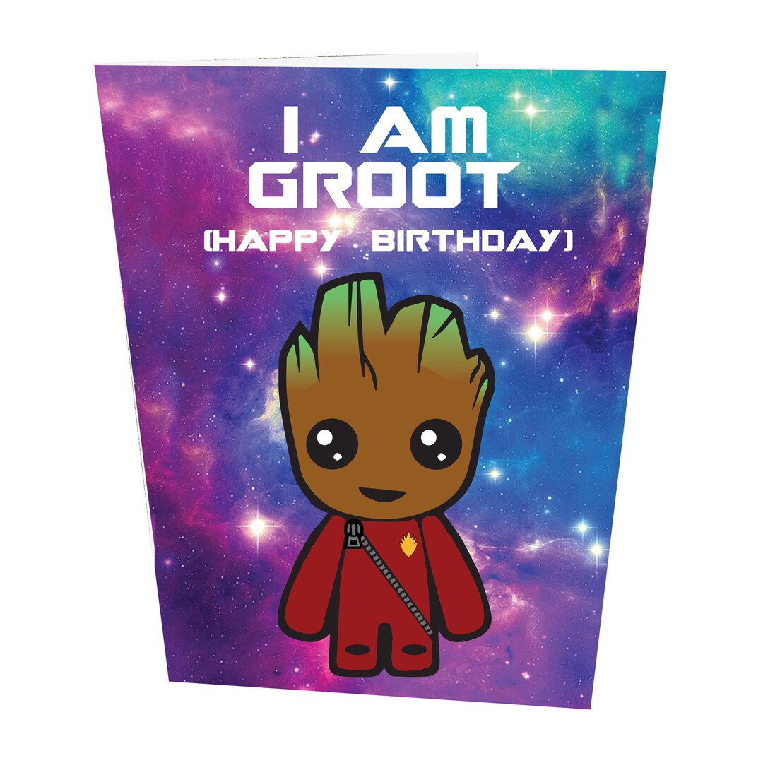 I Am Groot (happy Birthday) Birthday Card - Etsy