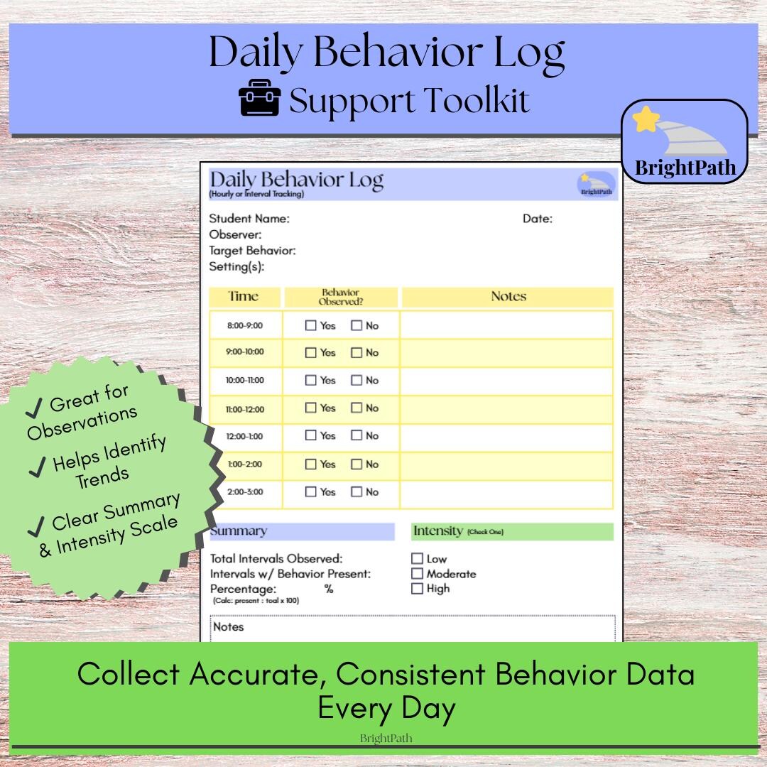 Daily Behavior Log | SPED Tracking Sheet (canva Editable, PDF) - Etsy