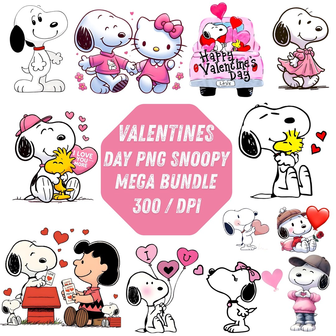 Valentines Day Png Snoopy Bundle Cartoon Dog Png Sublimation Designs ...