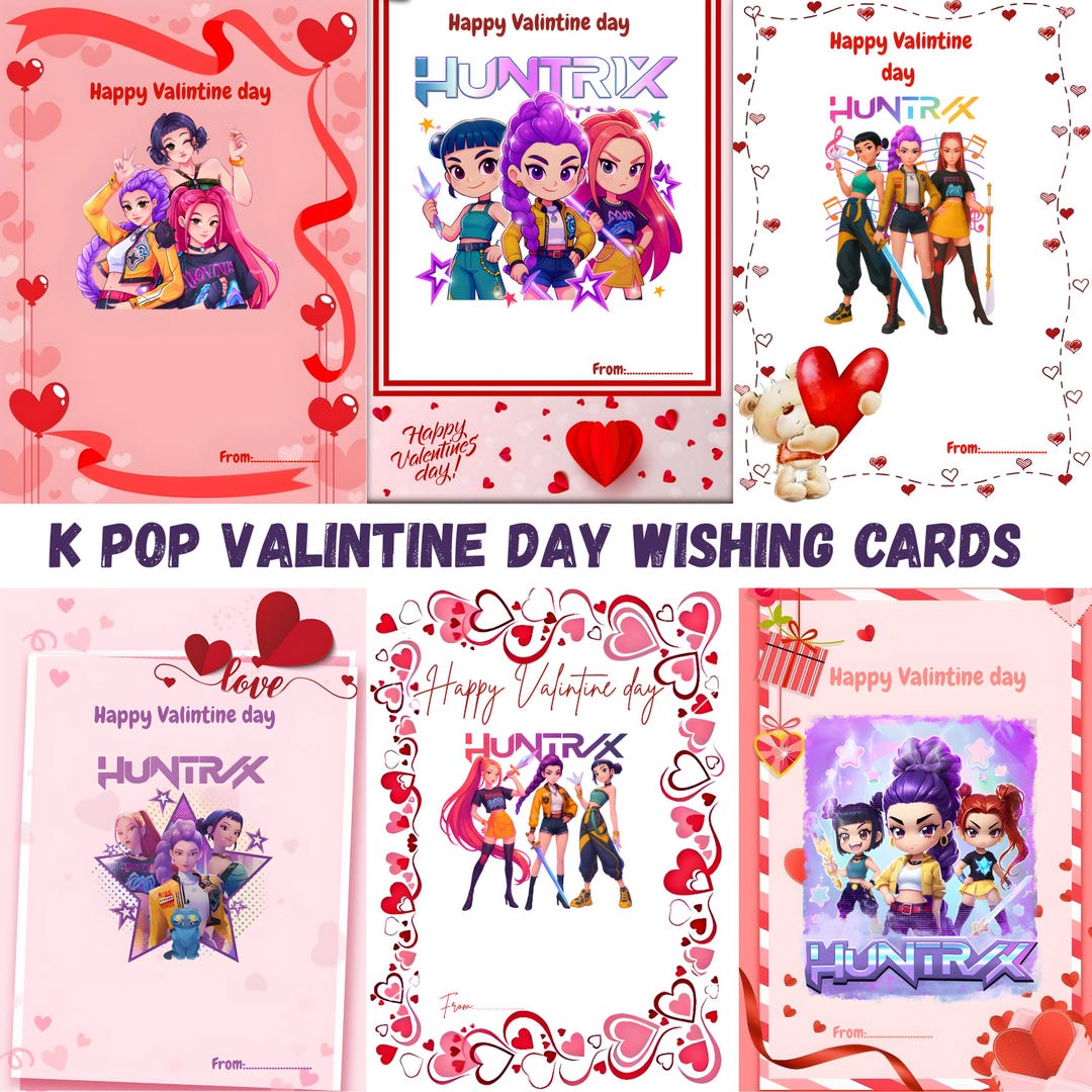 K POP Valentines Day Cards | Printable Kids Classroom Valentines | Kids ...