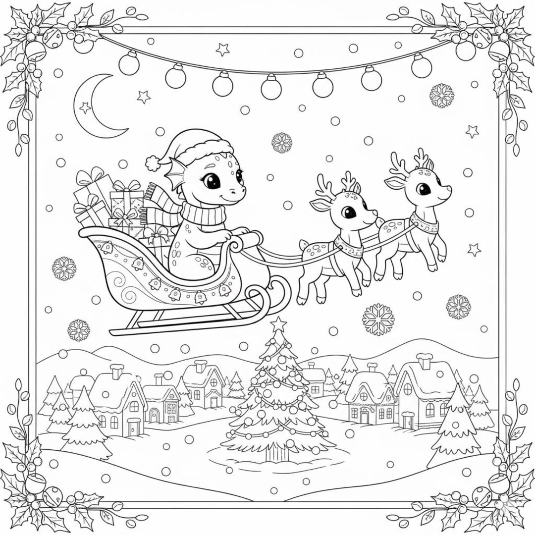 50 Christmas Dragon Coloring Pages - Etsy