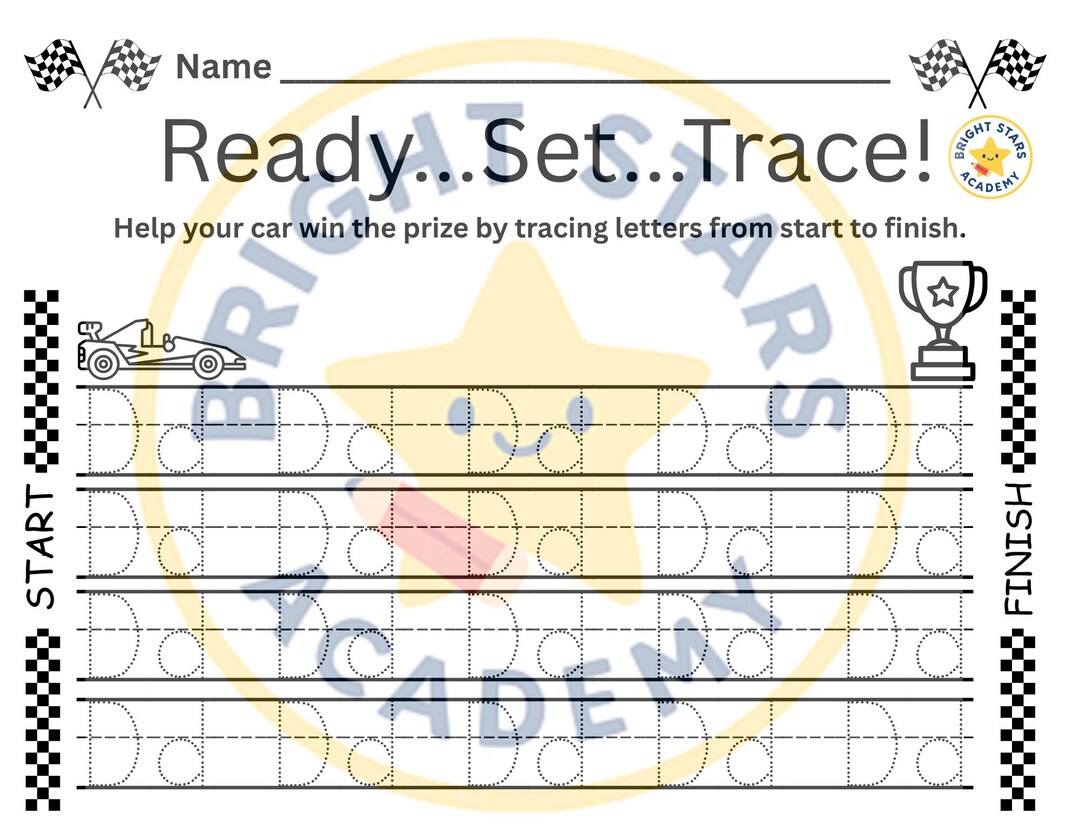 Letter D Tracing Worksheet | Race Car Theme | Uppercase & Lowercase ...