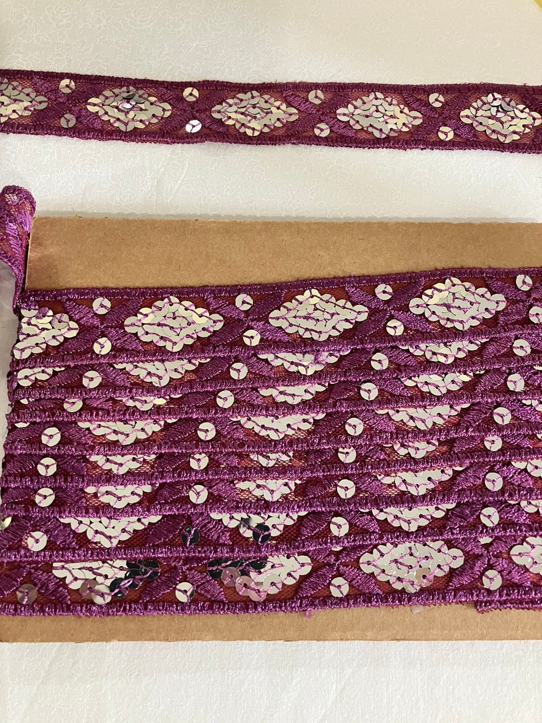 Purple Sequin Lace Ribbon Trim - Etsy