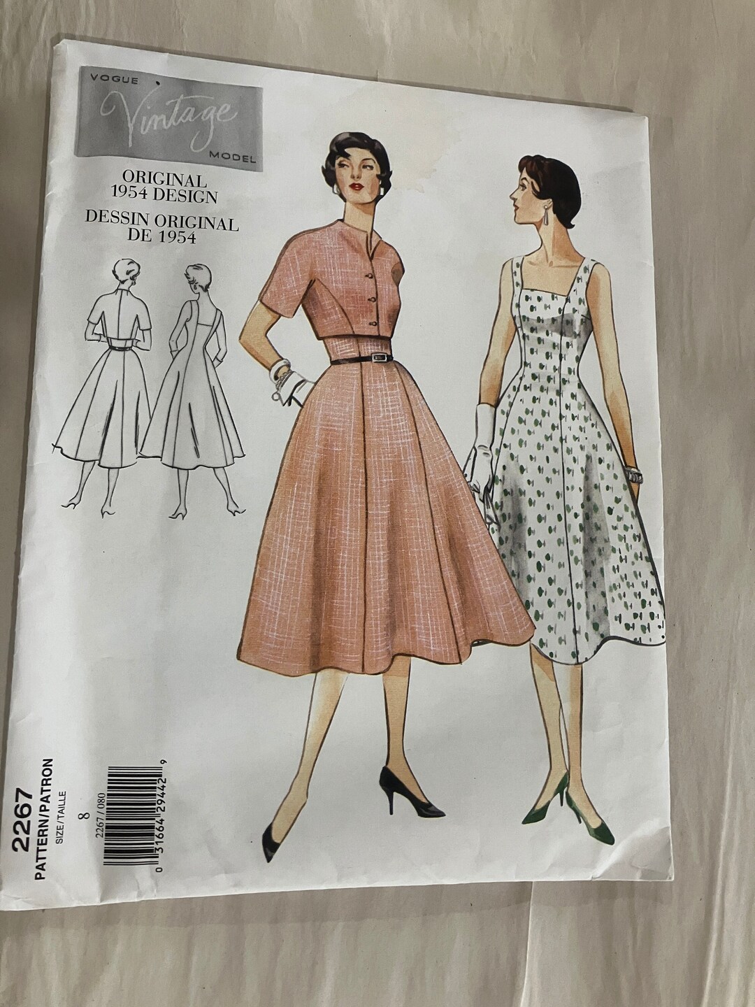 Vogue Vintage 2267 Original 1954 Dress Design Size 8 - Etsy