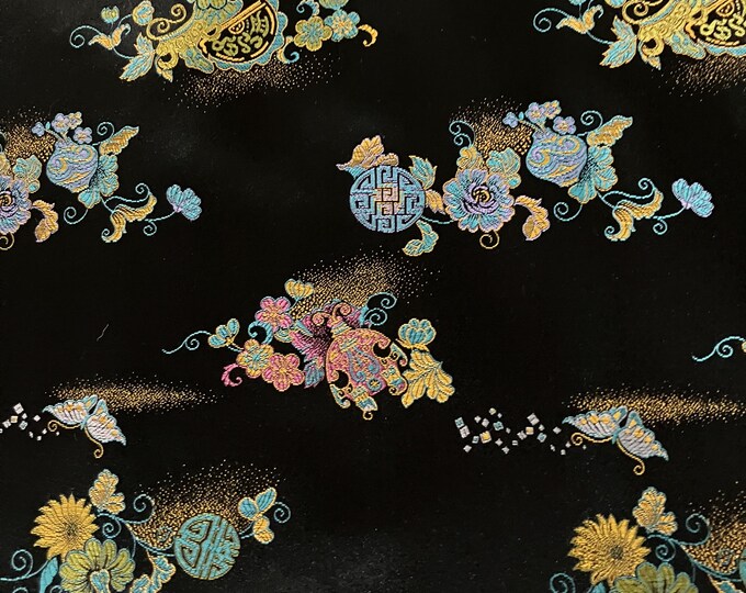 Asian Embroidered Satin Brocade - Etsy