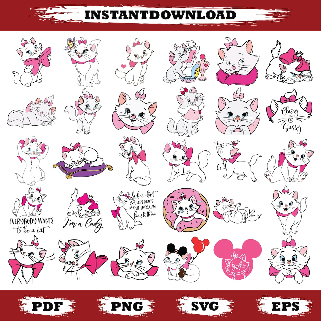63 Marie Cat SVG, Cats Svg, Aristocats SVG, Cats Clipart, Bundle ...