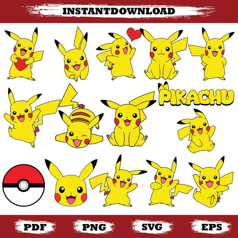Pikachu Svg - Etsy