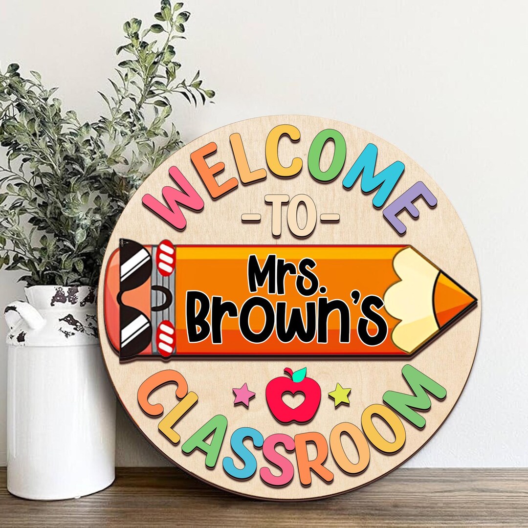 Custom Teacher Door Sign, in This Classroom You Are, Teacher Pencil ...