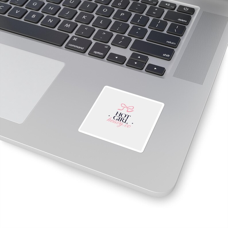 Hot Girl Heavy.co Logo Square Sticker | Pink Bow Script Laptop Decal ...