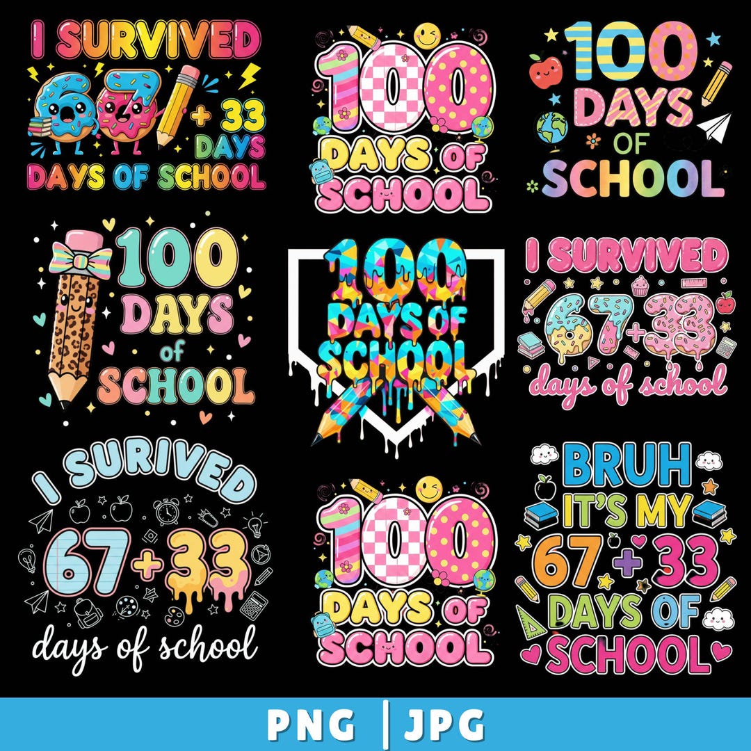 8 I Survived 100 Days of School Png, I Survived 67 Days of School Png ...