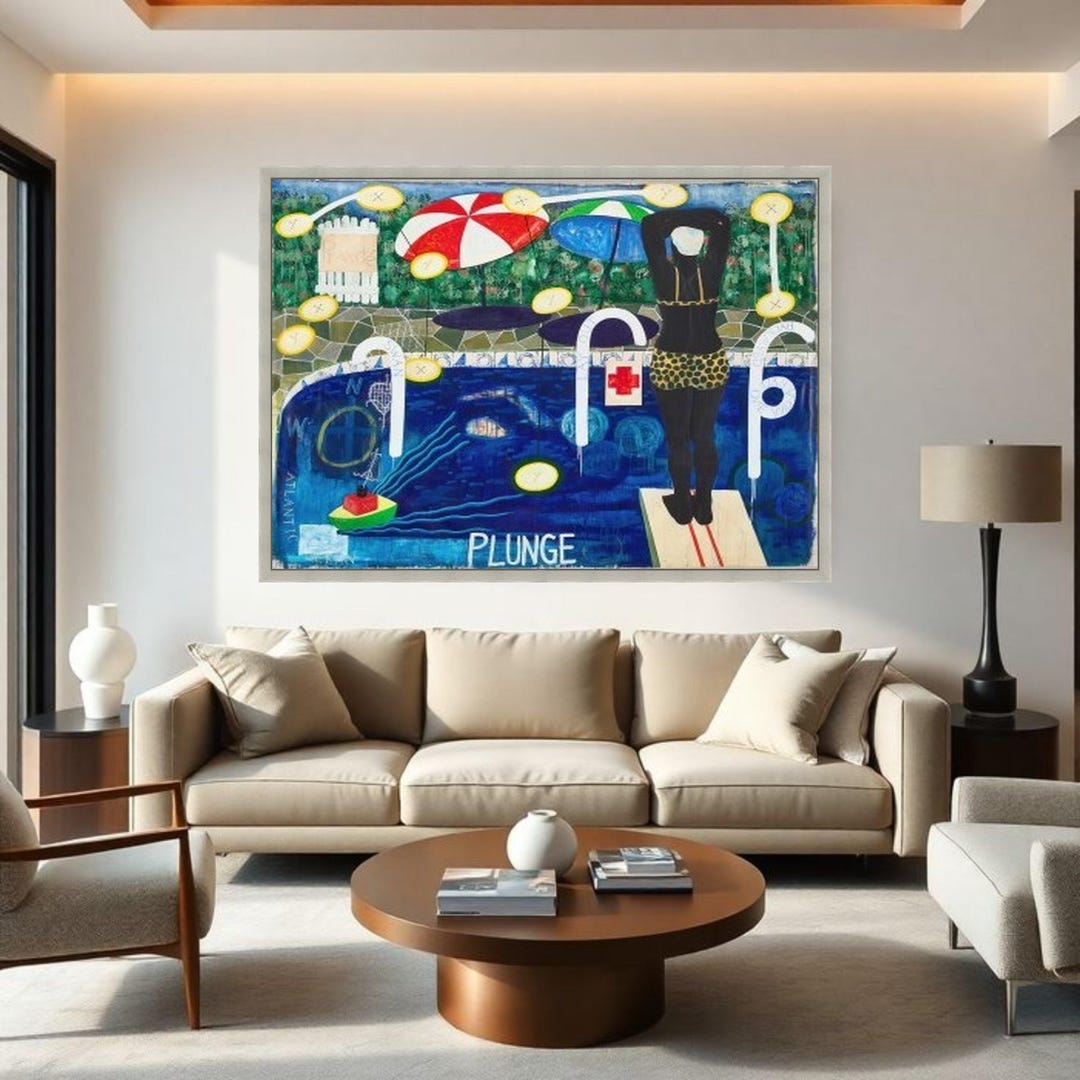 Kerry James Marshall Pool Scene Canvas, Modern Figurative Art, Colorful ...