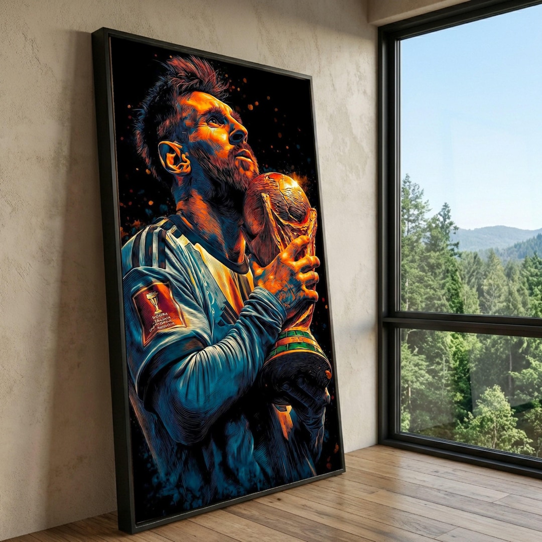 Lionel Messi World Cup Trophy Canvas Print, Soccer Champion Wall Art - Etsy