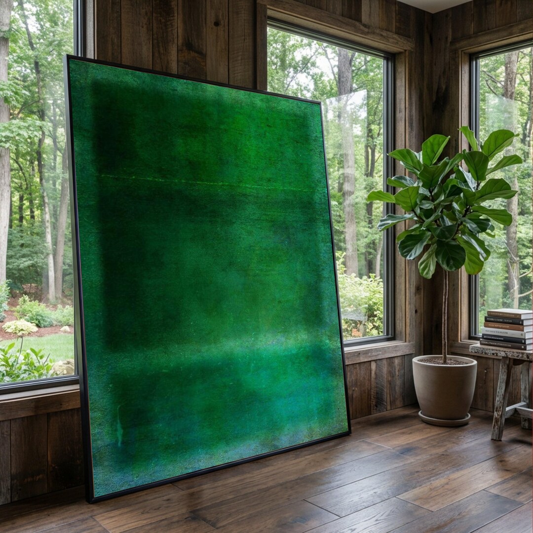 Deep Green Abstract Canvas Art, Modern Minimalist Decor - Etsy