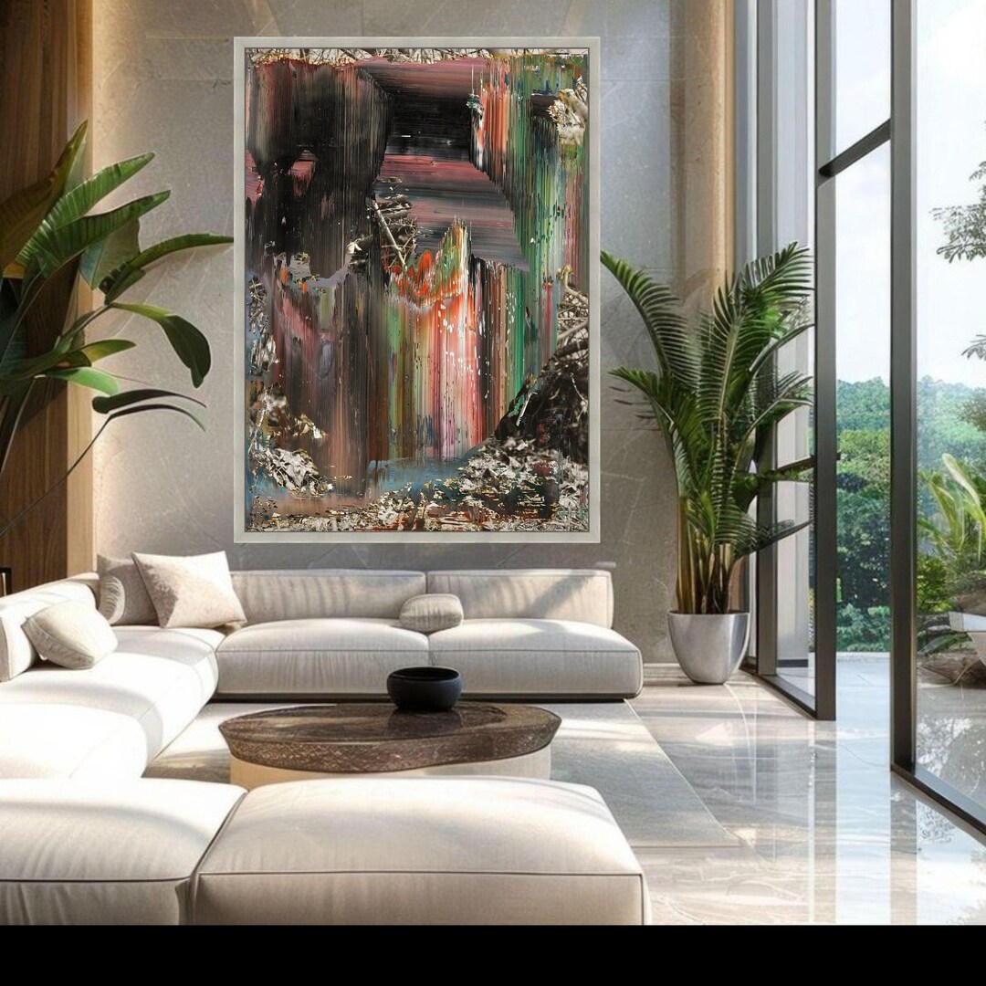 Abstract Colorful Landscape, Gerhard Richter Style Canvas, Modern Art ...