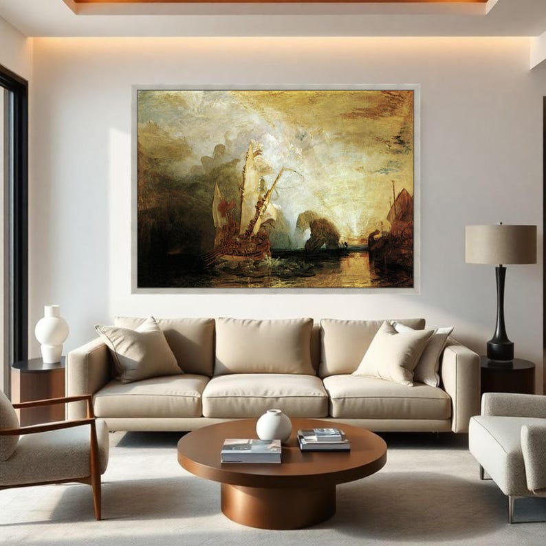 Dramatic Classical Sailing Ship Canvas, Turner Seascape Wall Art ...
