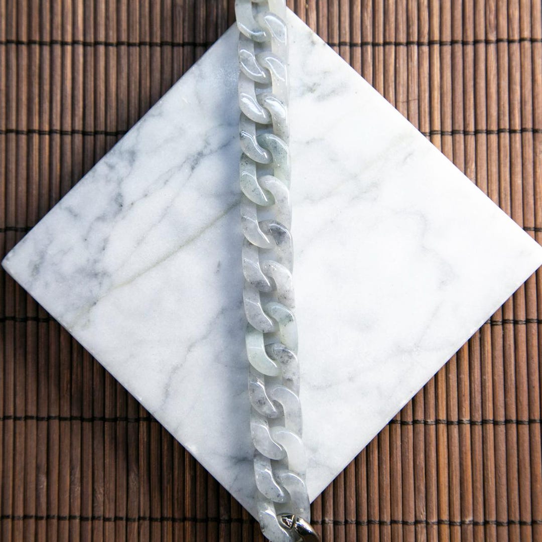 Natural Burmese Grey Jade Cuban Chain - Etsy