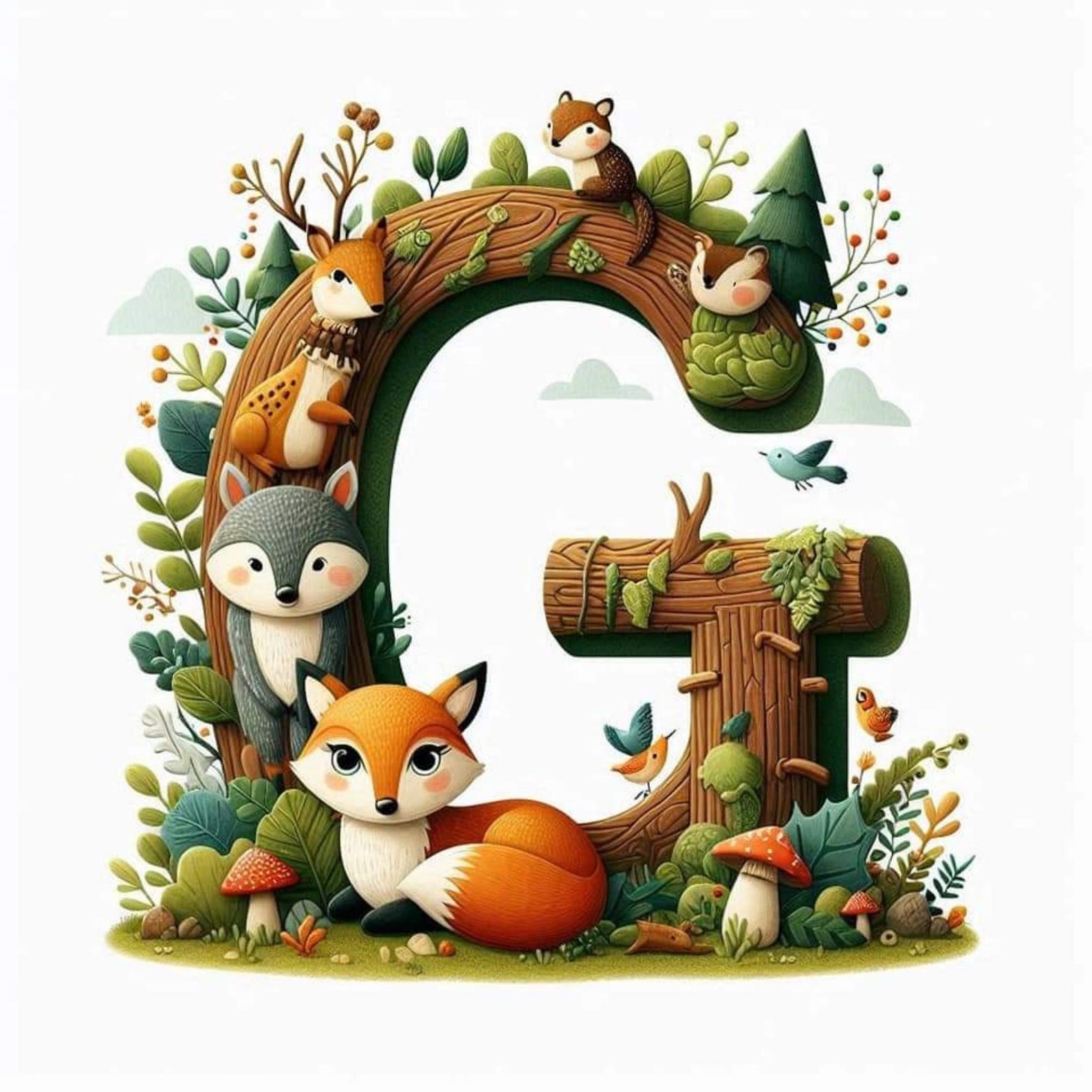 Autumn Letters With Forest Animals: A-Z Letters (digital Download) - Etsy