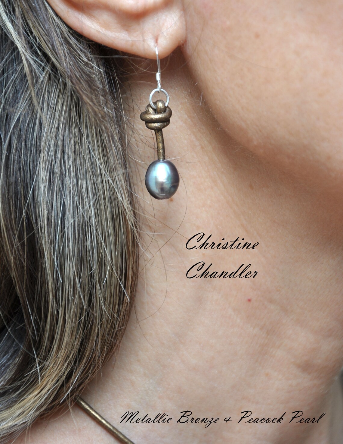 Leather and Pearl Rice Pearl Earrings One Pearl Drop | Etsy