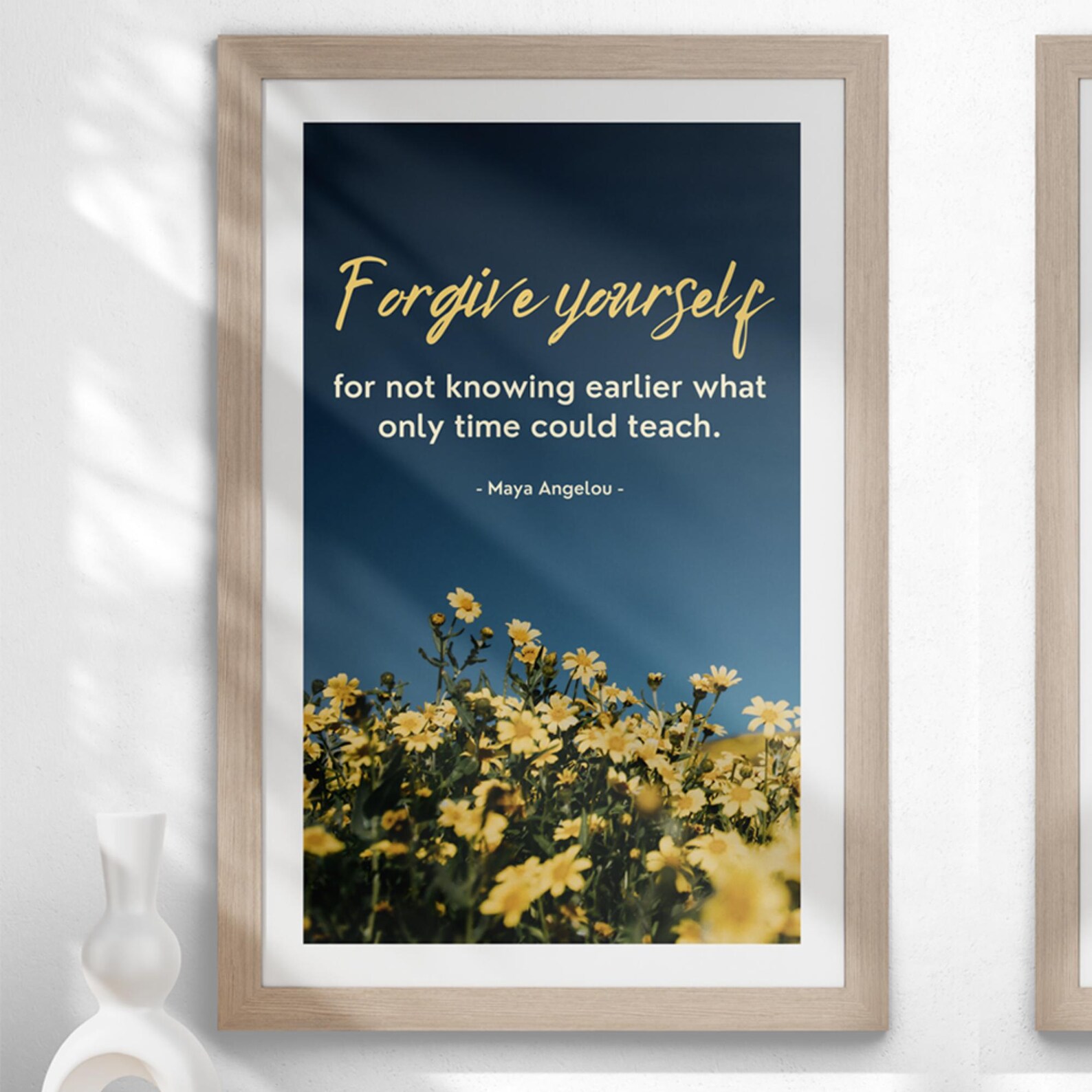 Maya Angelou Self Forgiveness Print, Yellow Wildflower Field Wall Art ...