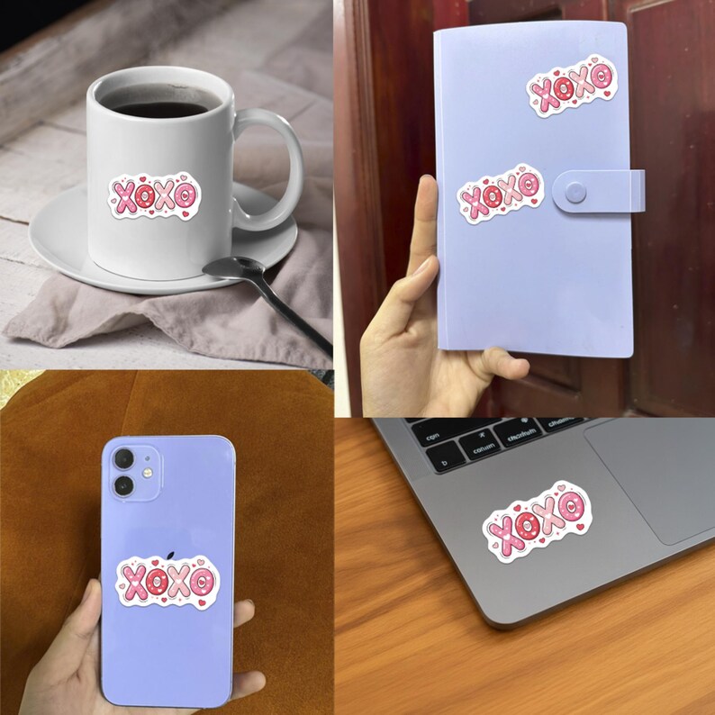 XOXO Hearts Sticker - Kawaii Pastel Pink Vinyl Decal - 3 Inch (5PCS) - Etsy