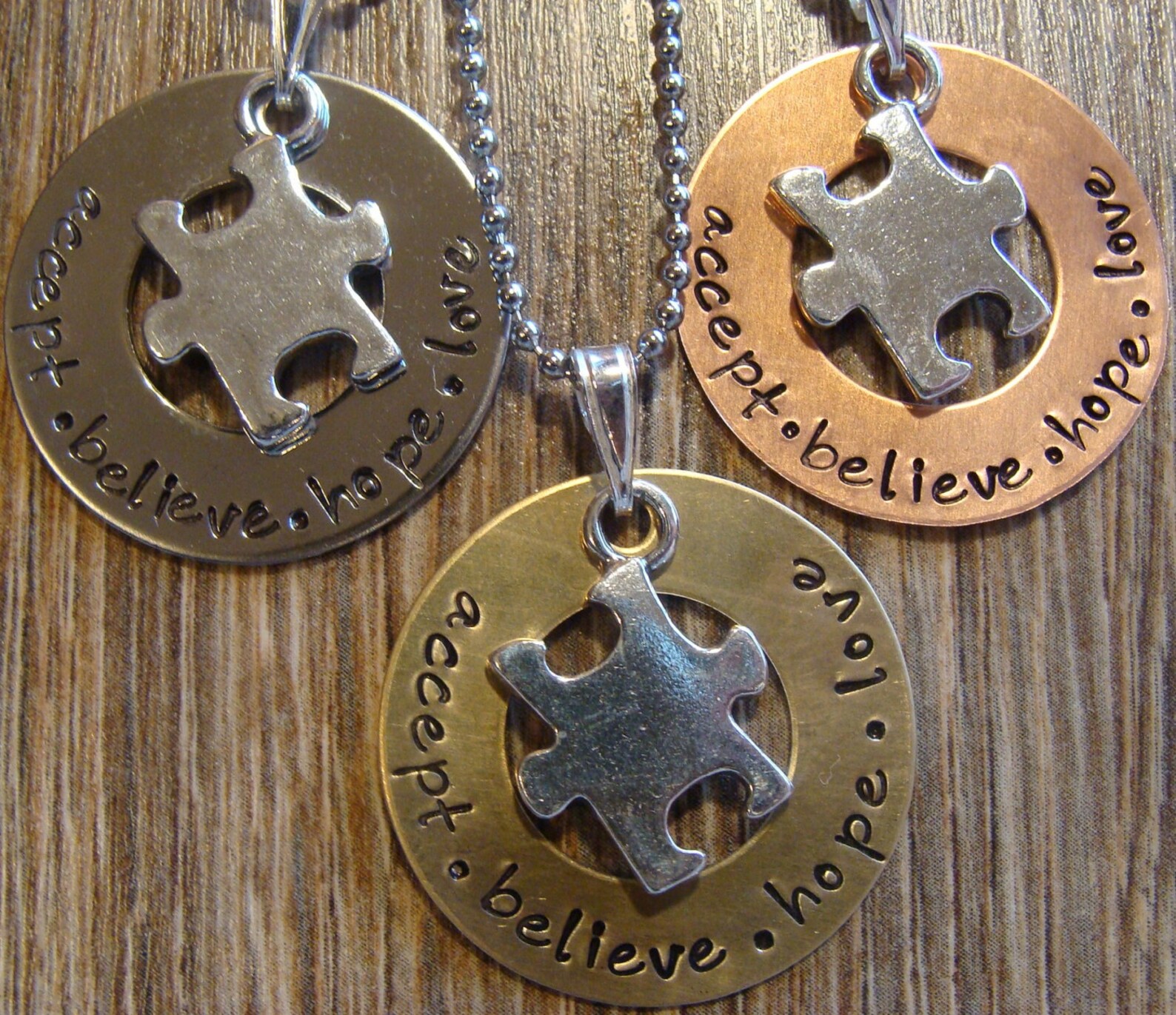 Autism Awareness Handstamped Necklace in Your Choice of Stainless Steel ...