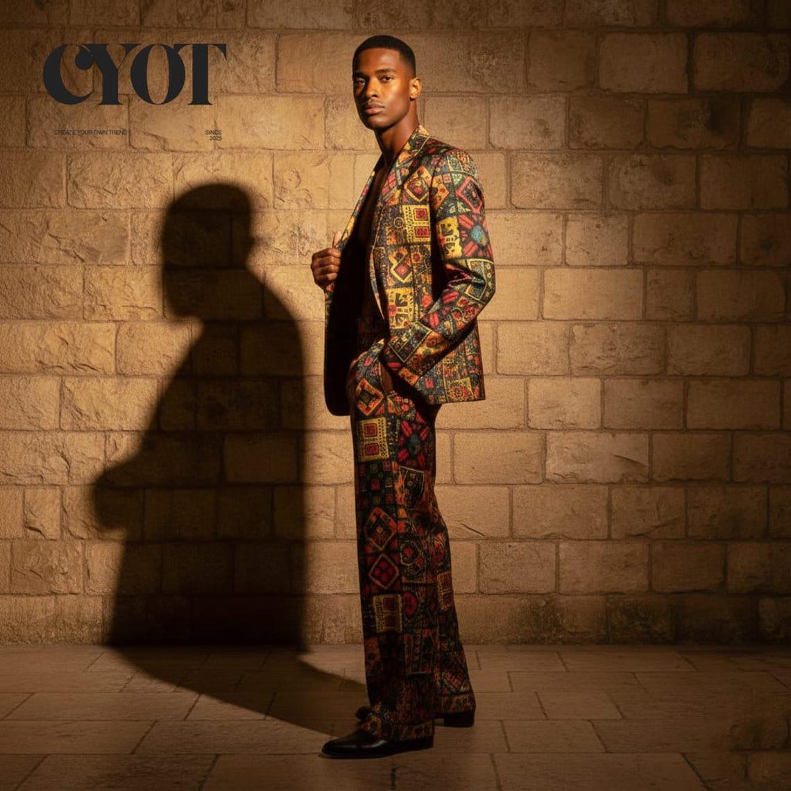 Custom Made Men's Bohemian Suit | Geometric Print Blazer & Trousers - Etsy