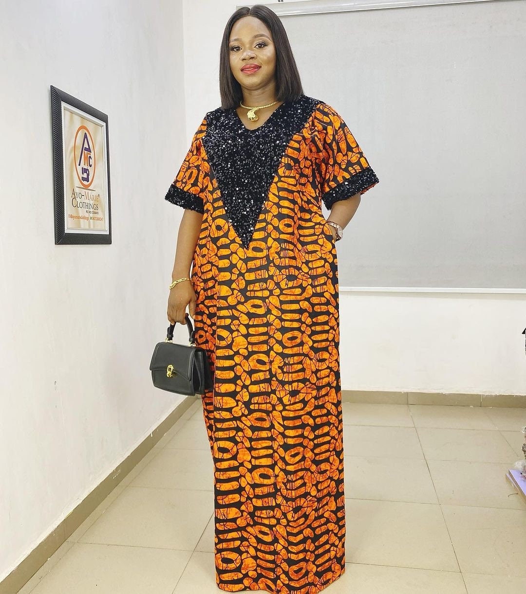 African Boubou Dress, African Print Kaftan Dress, Agbada Dress, Rich ...