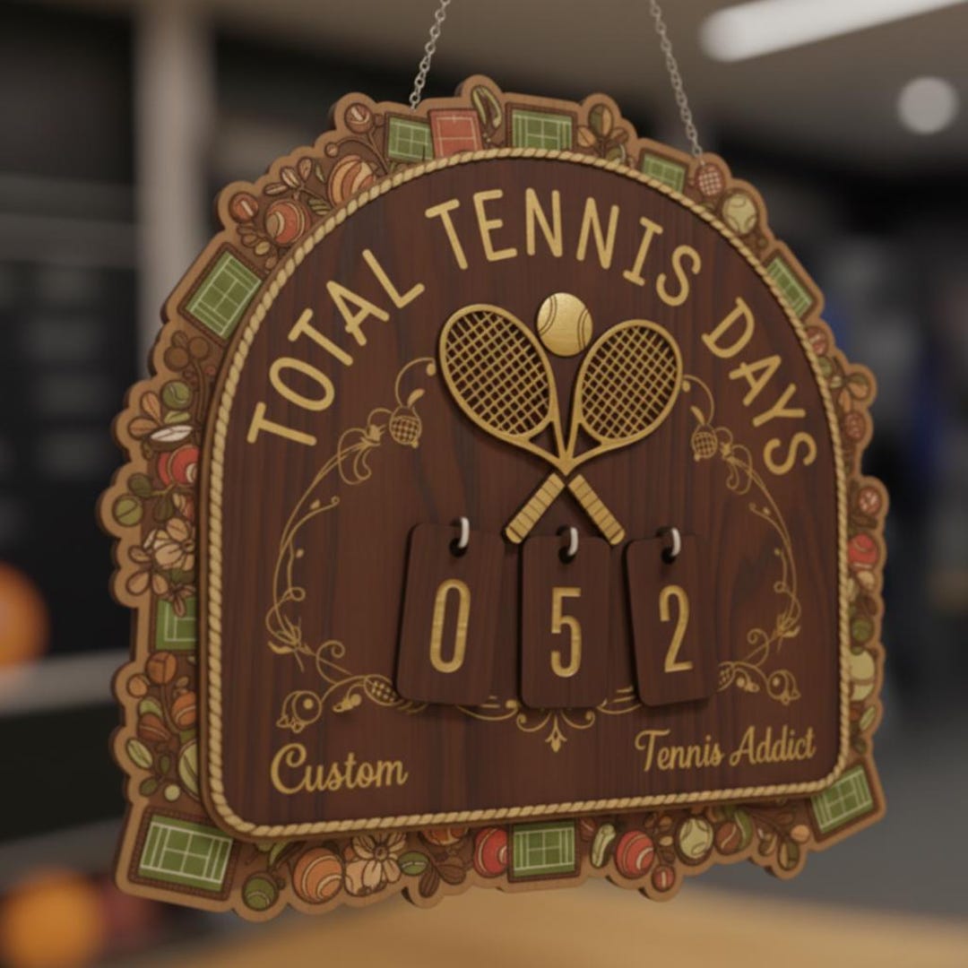 Personalized Tennis Day Counter, Wooden Tennis Wall Decor, Custom ...