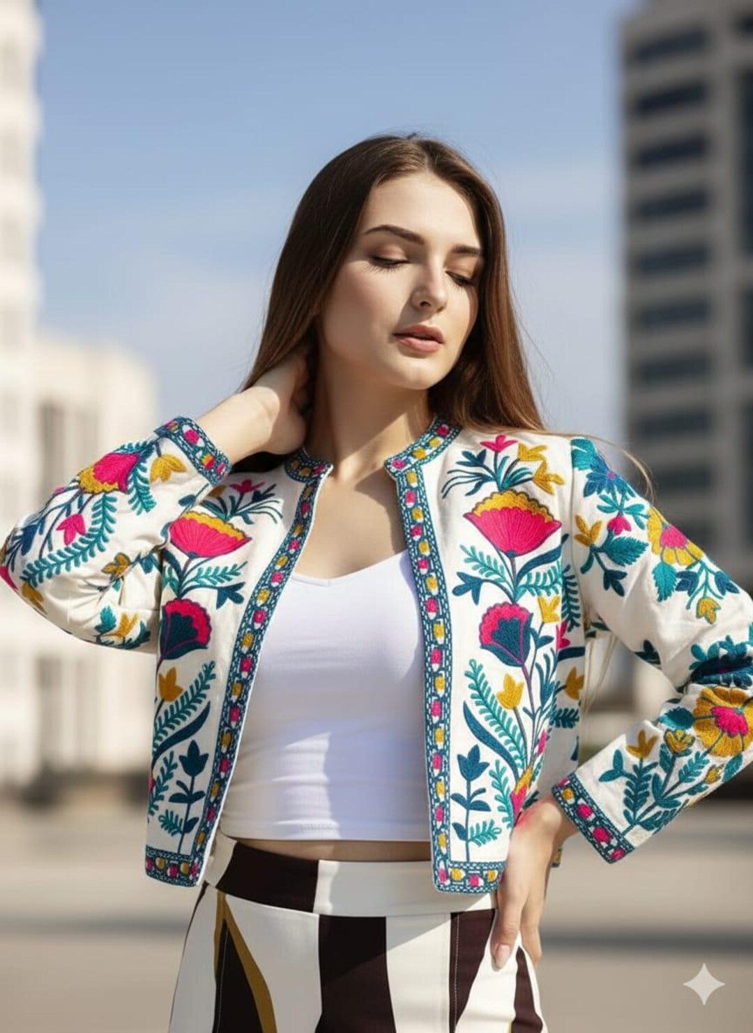 Embroidered Boho Jacket: 'garden Bloom' Floral Festival Coat - Etsy
