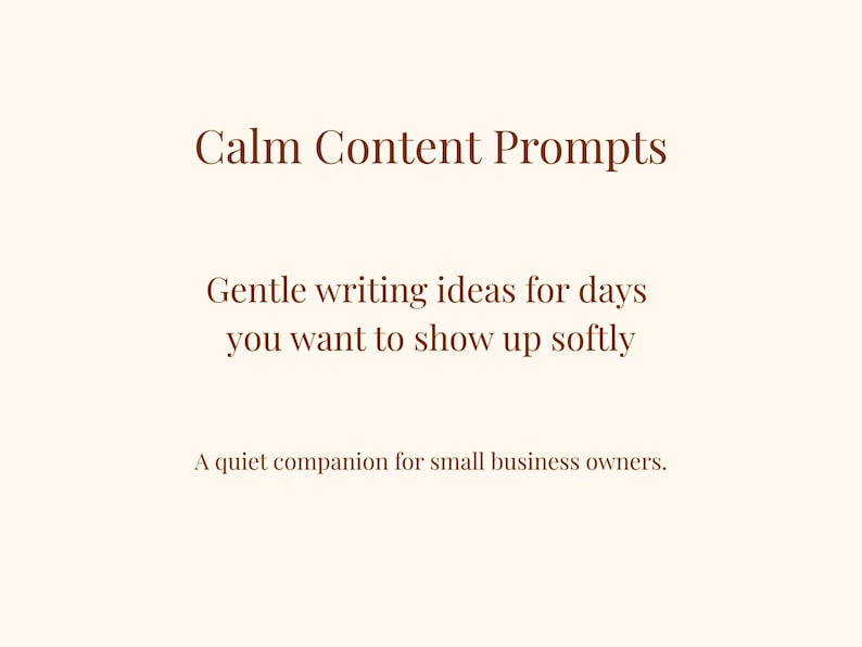 Calm Content Prompts for Small Business Owners, Gentle Writing Prompts ...