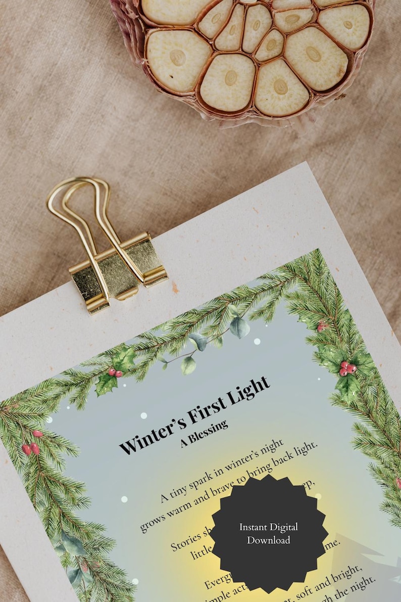 Winter Solstice Blessing Poem Printable | Yule Invocation | Family ...