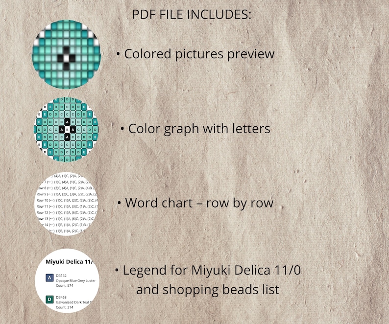 Peyote Bracelet Pattern PDF | Miyuki Delica 11/0 Snake Skin Seed Bead ...