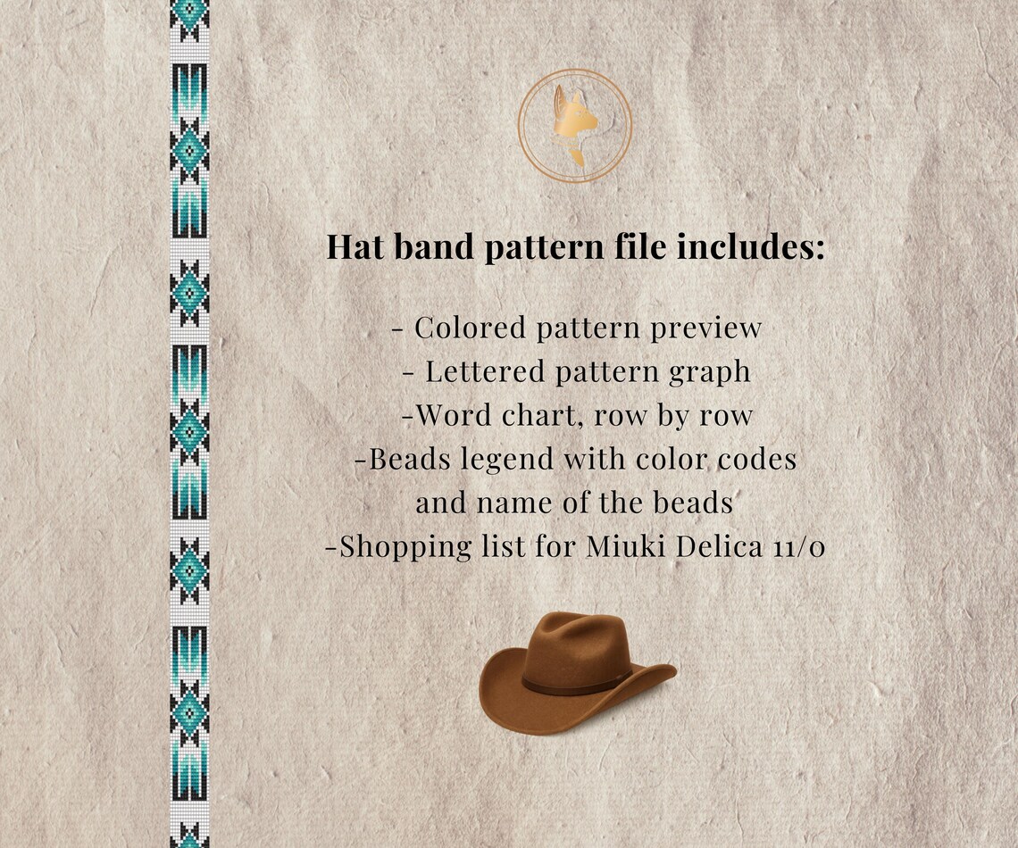 Beaded Cowboy Hat Band Pattern: DIY Western Cowgirl Style Loom Bead ...