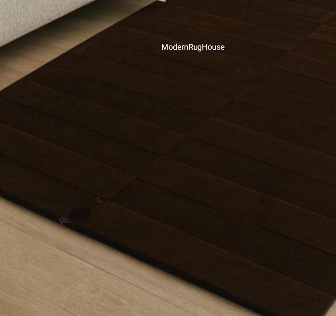 Hand-tufted Chocolate Brown Wool Rug – Modern Linear Carved Texture - Etsy