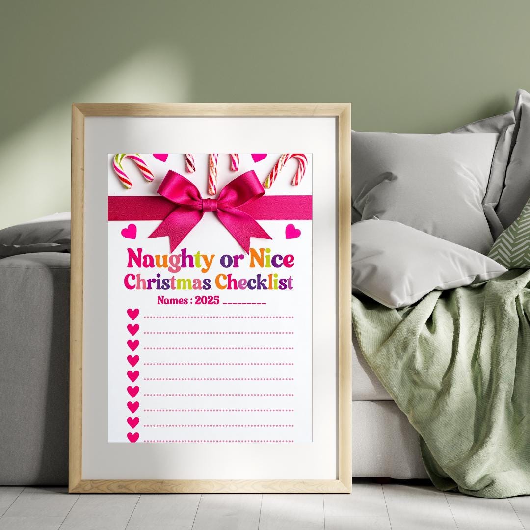 Naughty or Nice Christmas Checklist 2025 Pink Printable - Etsy