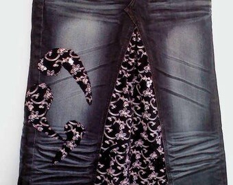 Recycled denim skirt | Etsy