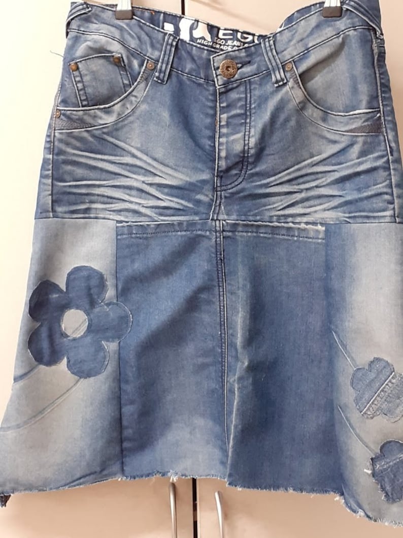 Upcycled Jeans Skirt - Etsy
