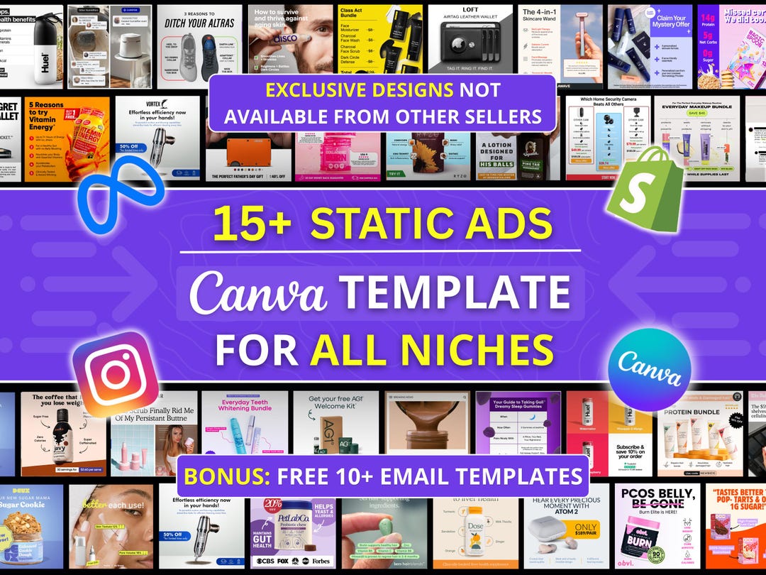 15+ Facebook Static Ad Canva Template for All Niches Meta & Instagram ...