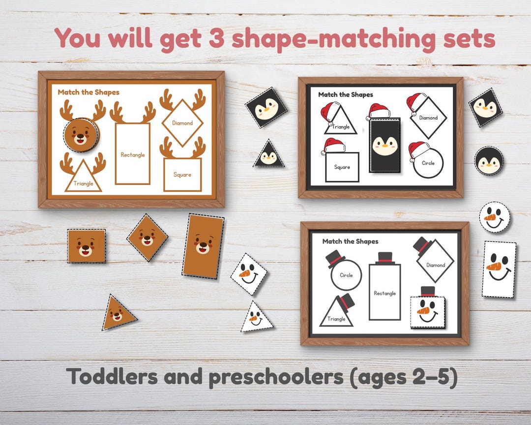 Christmas Shape Matching Activity for Kids | 3 Holiday Sets | Preschool ...