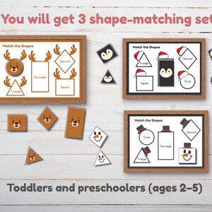 Christmas Shape Matching Activity for Kids | 3 Holiday Sets | Preschool ...