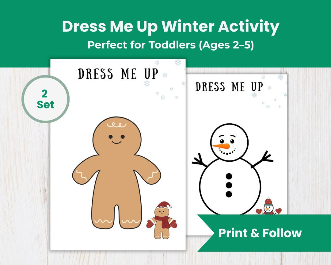 Snowman & Gingerbread Man Dress up Activity | Winter Printable (PDF) - Etsy