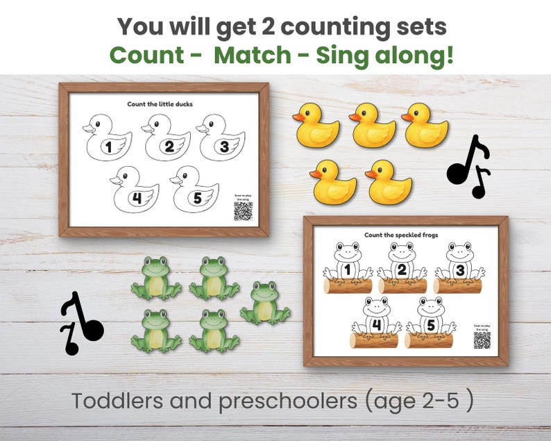 Counting and Matching Printable for Toddlers Frog and Duck Number ...