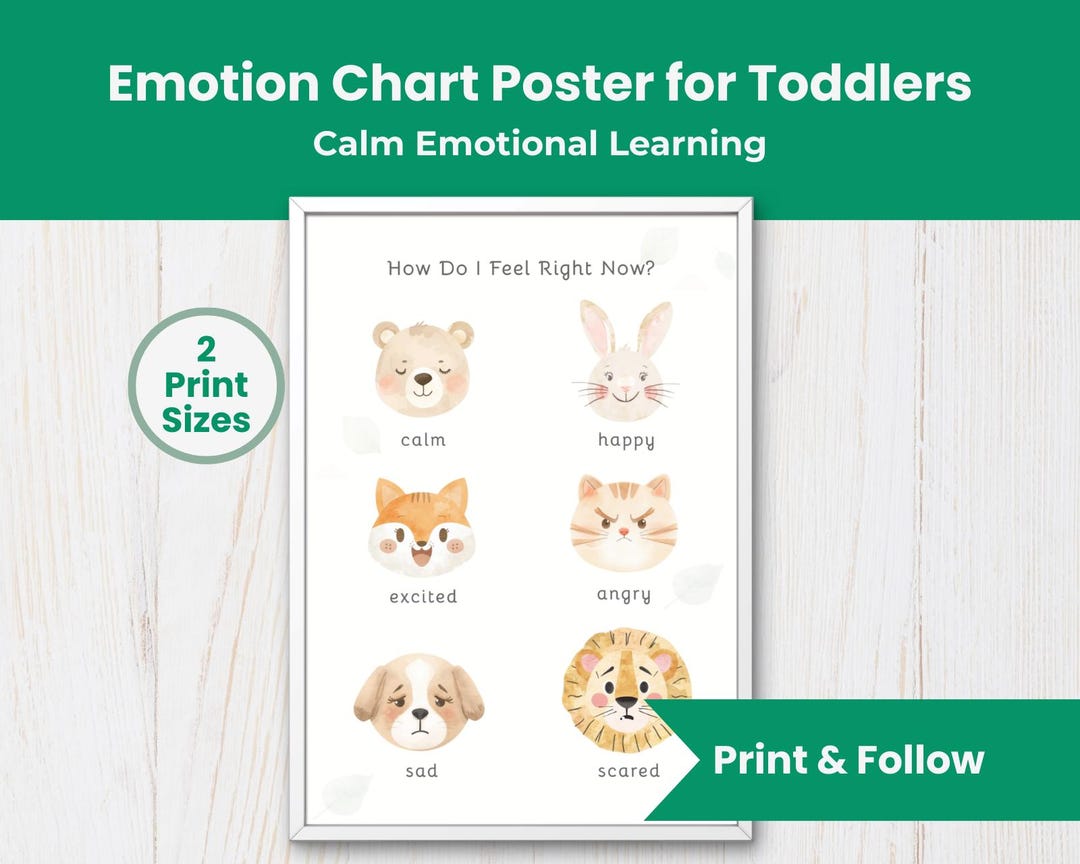 Animal Emotions Chart for Toddlers | Calm Corner Feelings Poster ...