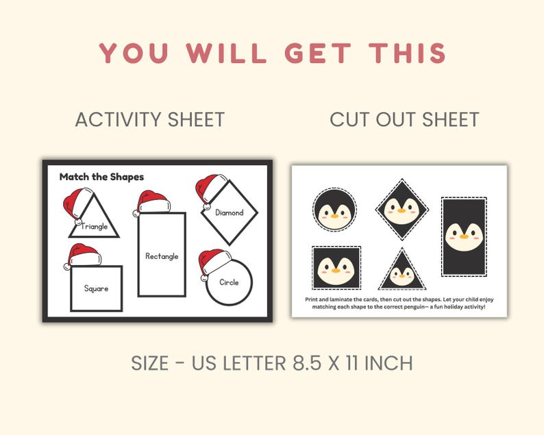 Christmas Shape Matching Activity for Kids | 3 Holiday Sets | Preschool ...