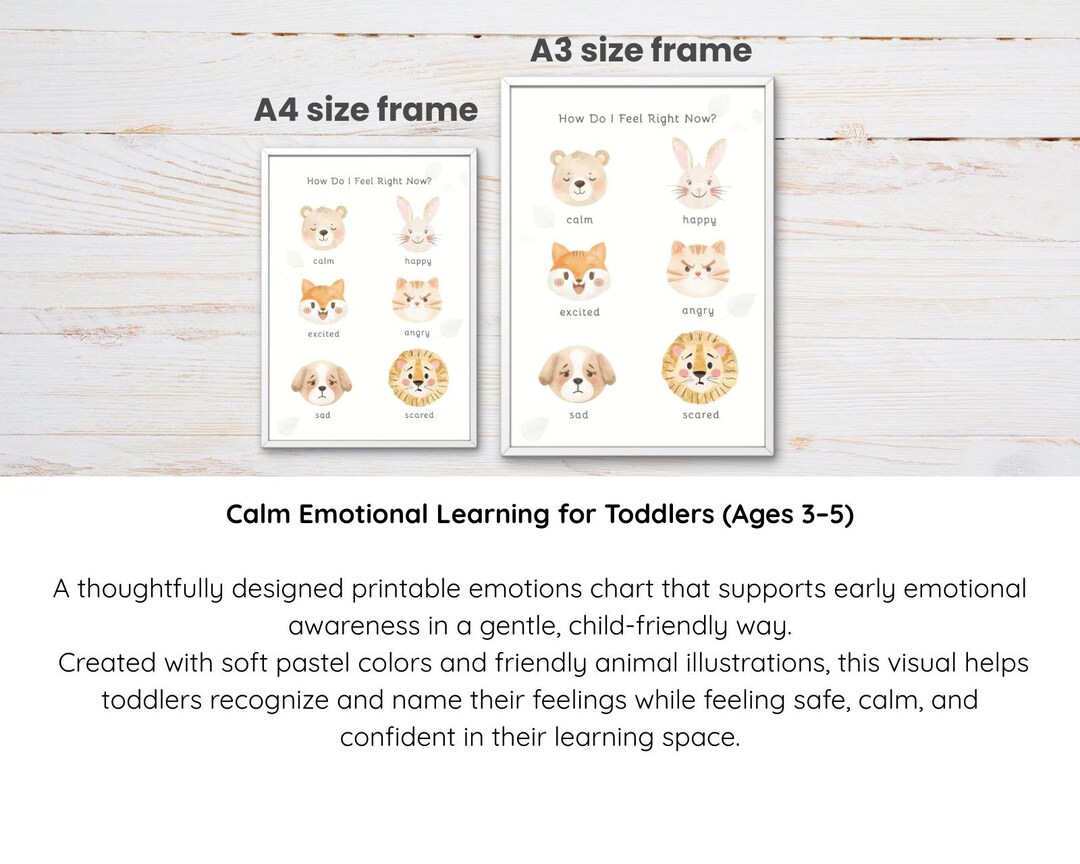 Animal Emotions Chart for Toddlers | Calm Corner Feelings Poster ...